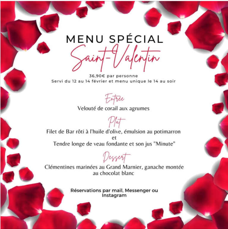 MENU SAINT VALENTIN RESTAURANT LE CAP BARNEVILLE CARTERET COTENTIN ...
